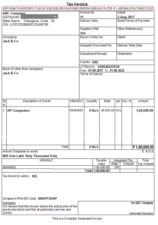 Export Of Goods Under GST In Tally ERP9 Waytosimple